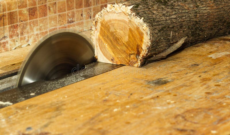 Carpenter Processes Wood on a Machine Stock Photo - Image of wall ...