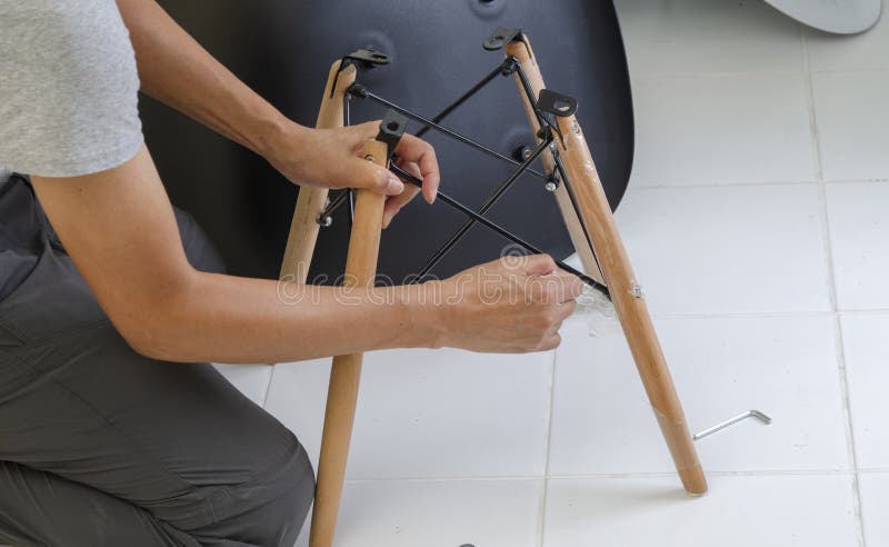 Carpenter Putting Together Parts of Chair. Stock Image - Image of ...