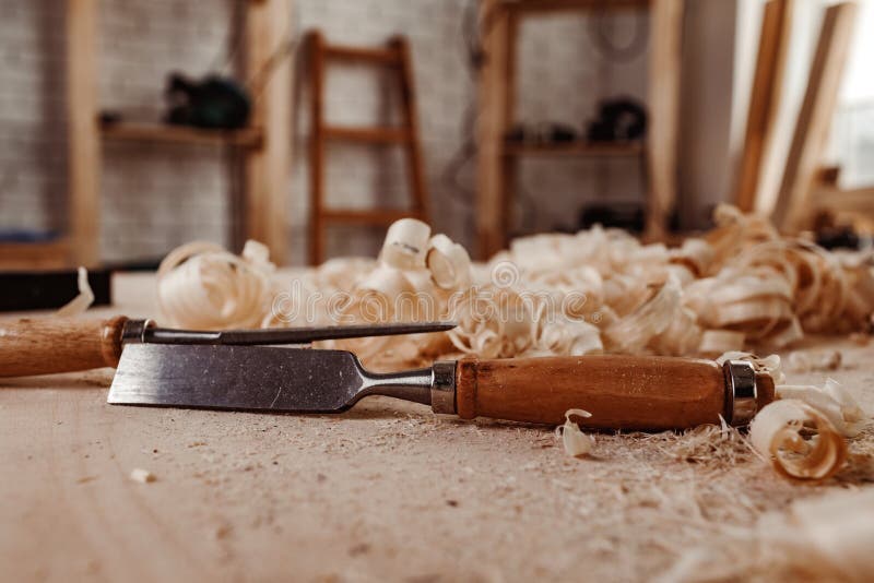 Carpenter& X27;s Chisel, Woodwork Tool on the Desktop in the Workshop ...