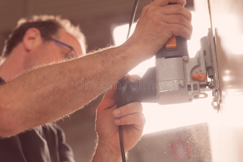Carpenter S Hands with Tool and Sawdust Stock Photo - Image of ...