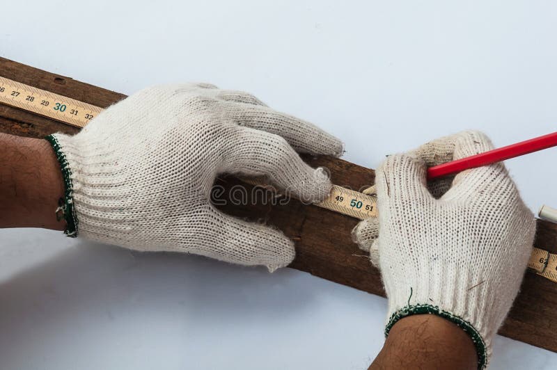 Carpenter S Hands Using Wooden Folding Ruler Stock Photo - Image of ...