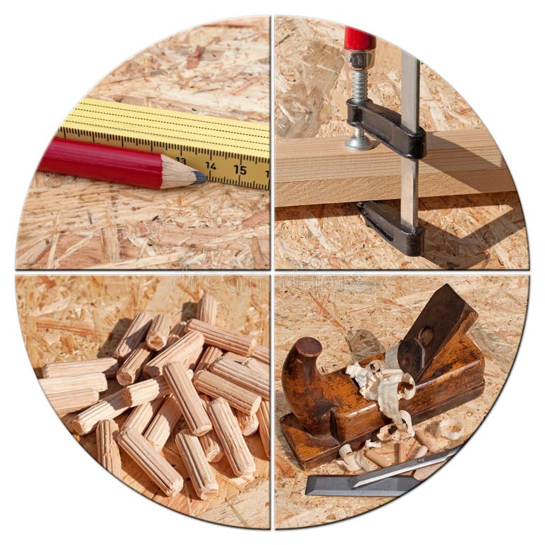 Carpenter S Tools in a Collage Stock Image - Image of order, trade ...