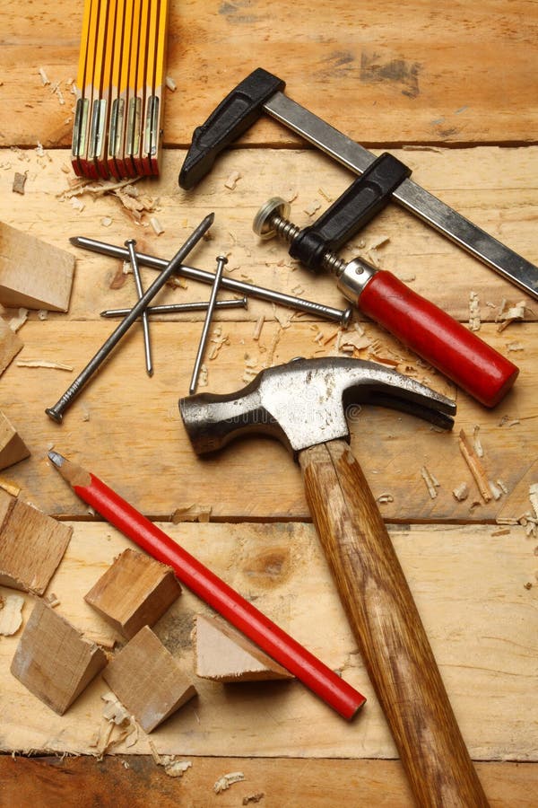 Old carpenter`s tools stock image. Image of atelier - 164713331