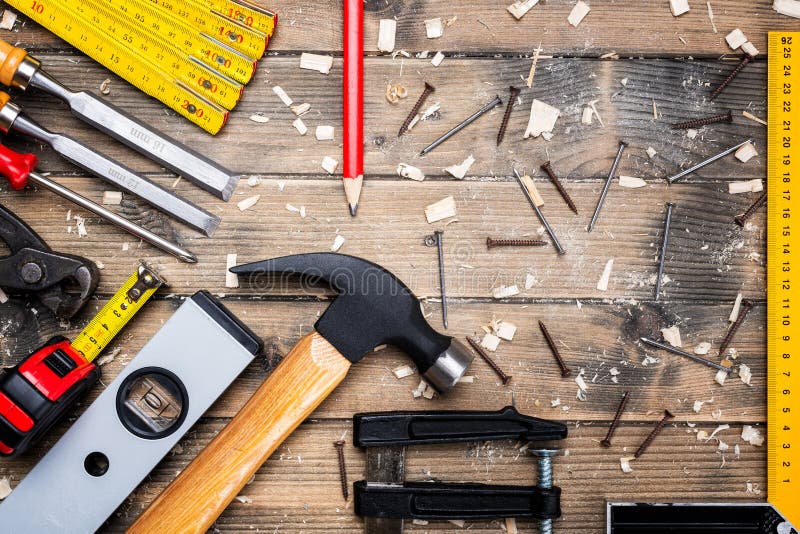 Carpenter`s Work Tools. Carpentry Stock Image - Image of carpenter ...