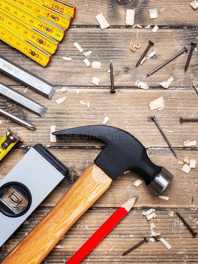 Carpenter`s Work Tools. Carpentry Stock Image - Image of manual, pencil ...