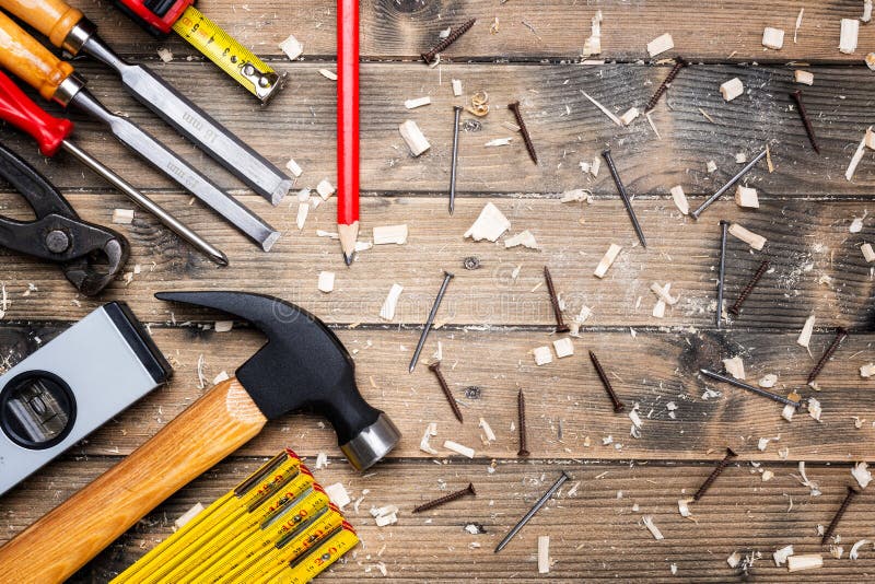 Carpenter`s Work Tools. Carpentry Stock Image - Image of handyman ...