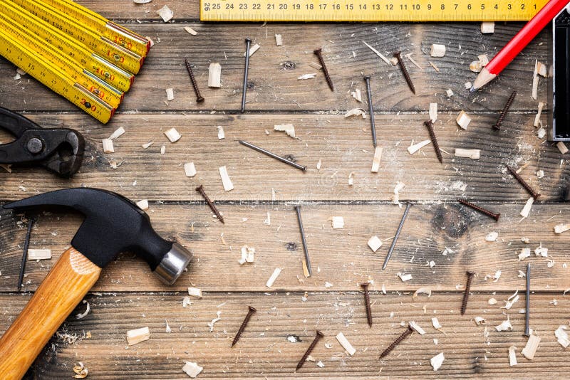 Carpenter`s Work Tools. Carpentry Stock Image - Image of activity ...