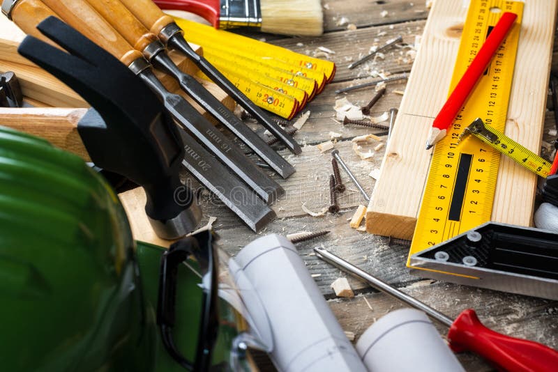 Carpenter`s Work Tools. Carpentry Stock Photo - Image of building ...