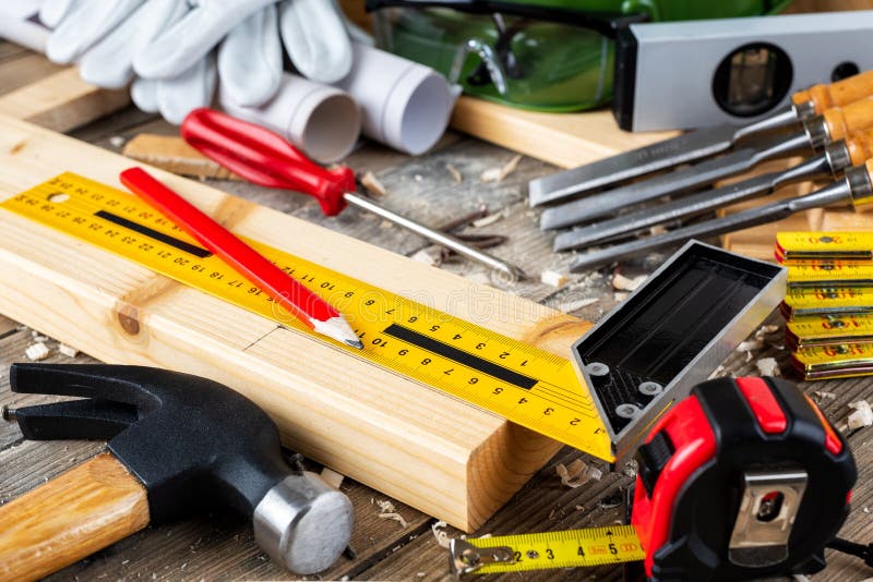 Carpenter`s Work Tools. Carpentry Stock Photo - Image of object ...