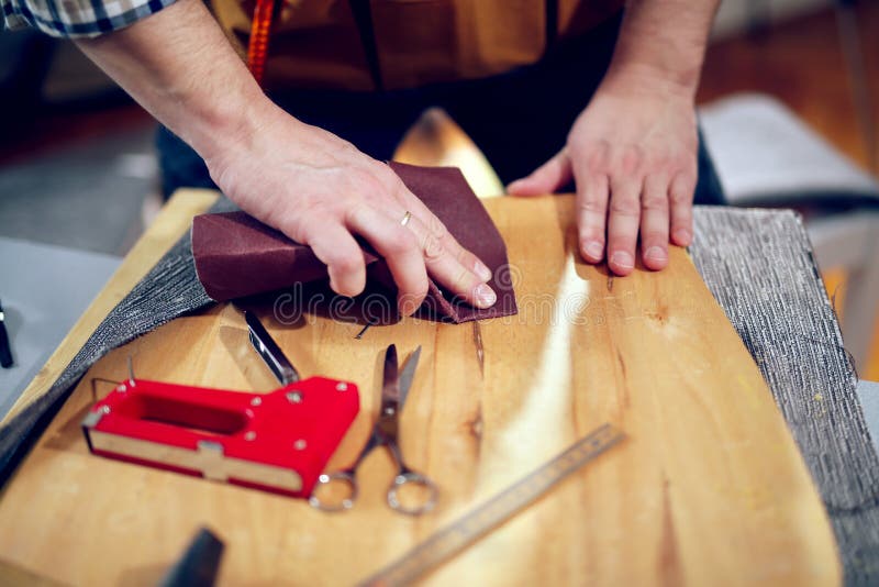 Carpenter sanding wood stock photo. Image of adult, working - 3721388