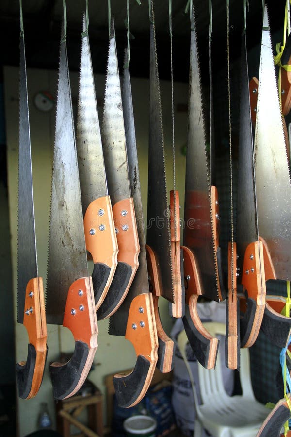 Carpenter Saw on Display at a Store Stock Photo - Image of grinder ...