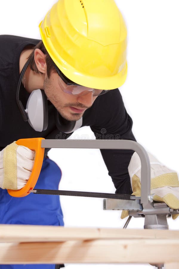 Sawing wood stock photo. Image of active, work, workshop - 5081250