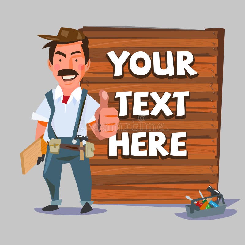 Carpenter Showing Thumbs Up with Wood Wall Sign To Replace Your Stock ...