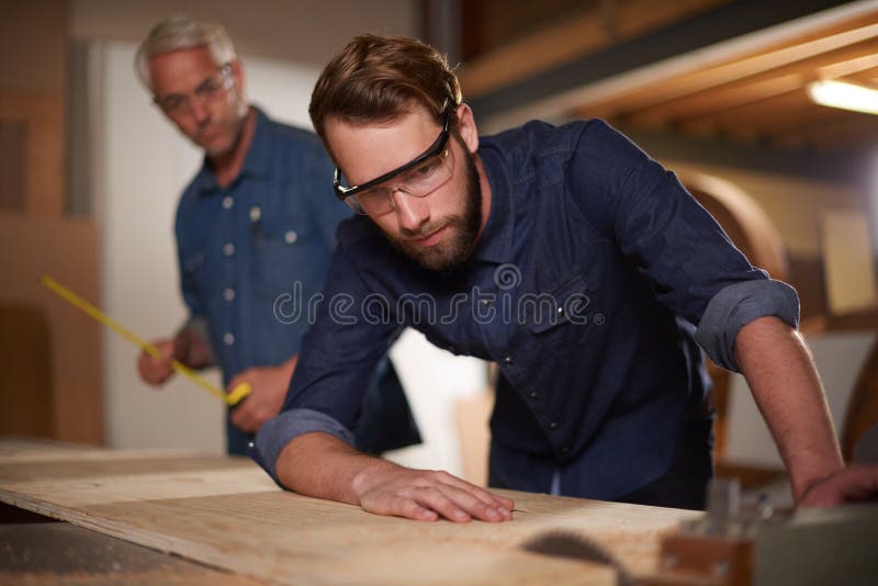 Carpenter, Team and Man with Wood Saw for Planning Construction Project or Senior Father ...