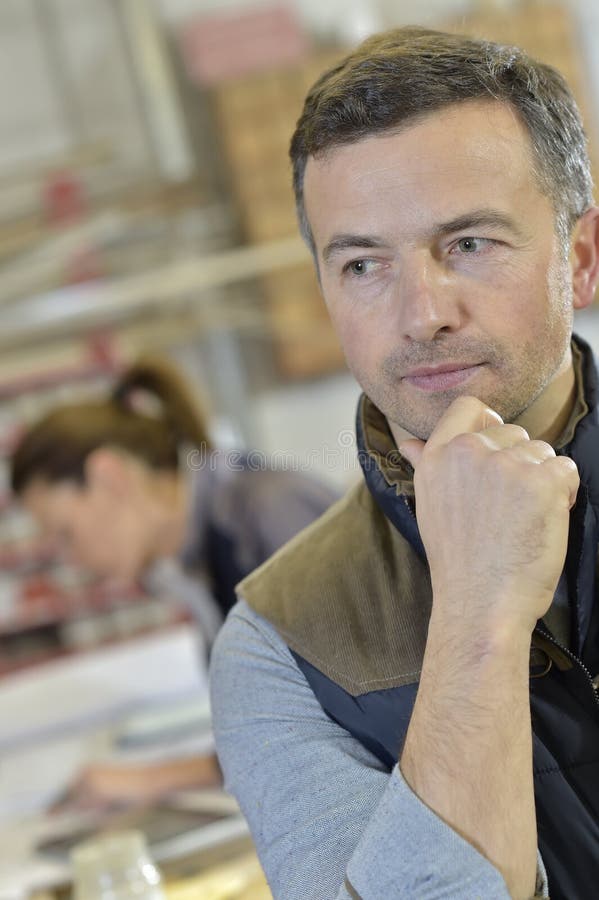 Carpenter Thinking about New Design Stock Photo - Image of thinking ...