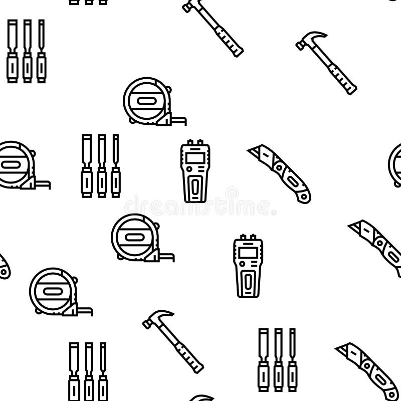 Carpenter Tool and Accessory Vector Seamless Pattern Stock Vector ...