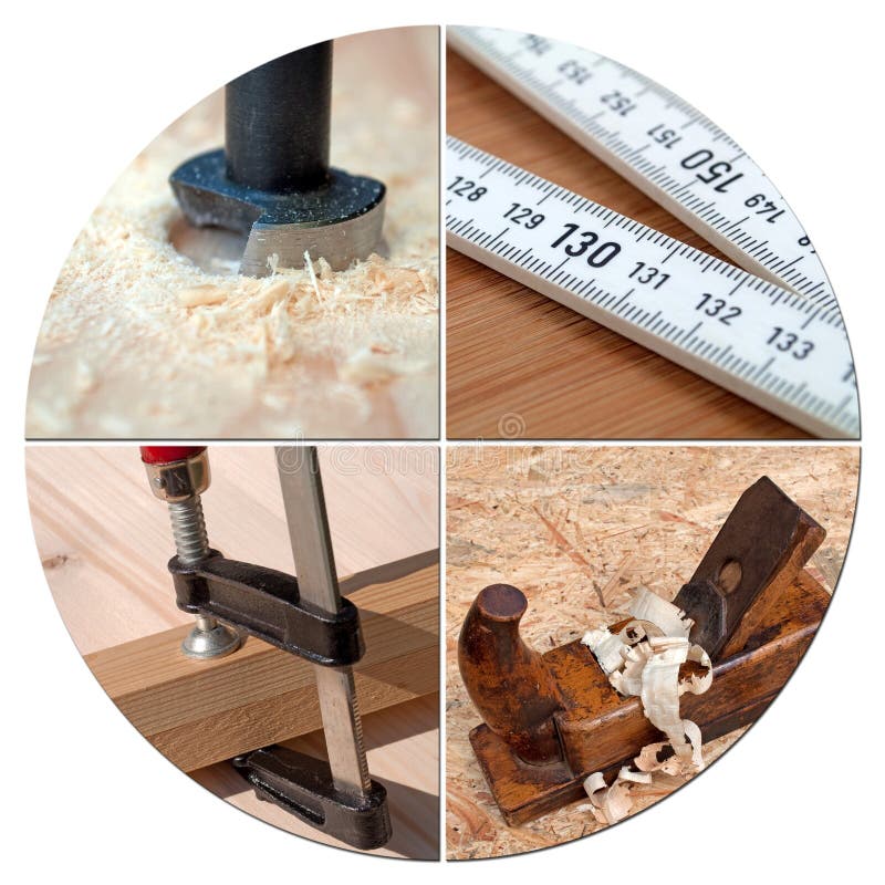 Carpenter Tools in a Collage Stock Image - Image of planing, material ...