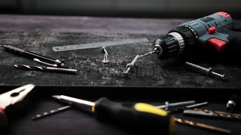 Carpenter Tools and Screws on a Table Stock Video - Video of carpenter ...