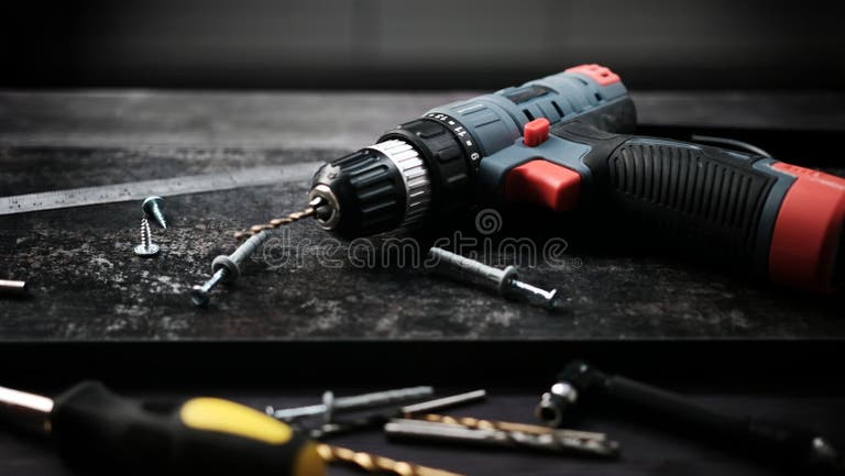 Carpenter Tools and Screws on a Table Stock Photo - Image of ...