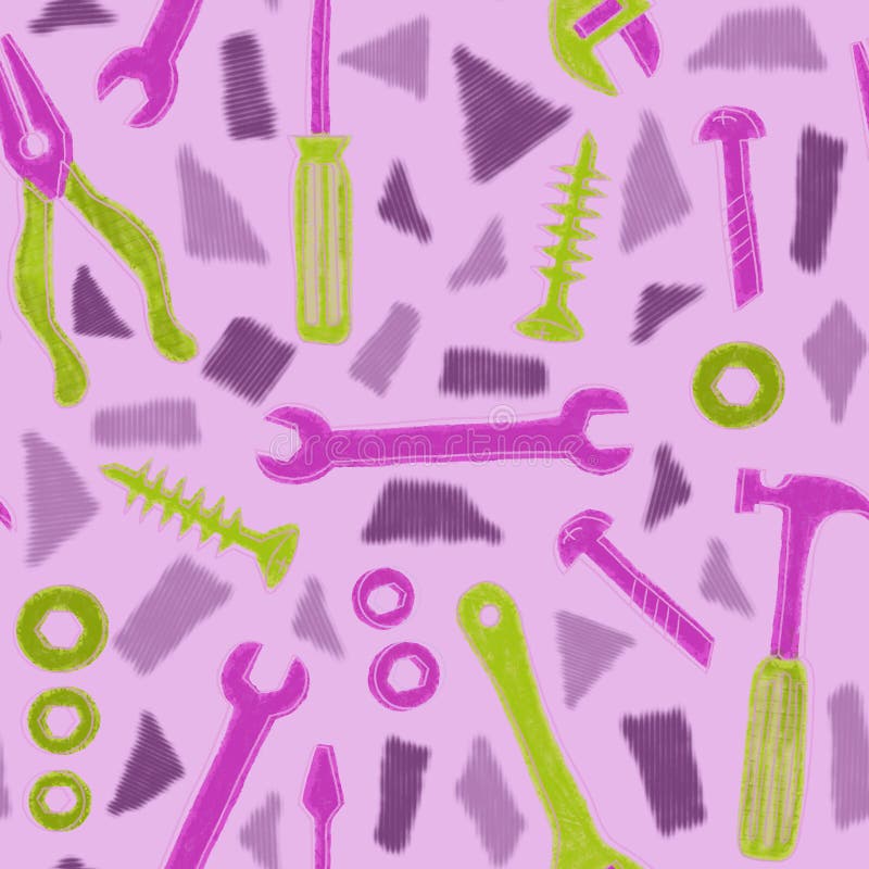 Carpenter Tools Seamless Pattern Instruments Pink Background Stock ...