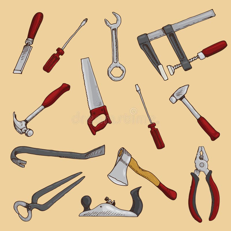Carpenter tools stock illustration. Illustration of work - 49561951