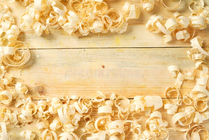 Carpenter Tools on Wood Table Background with Sawdust. Copy Space Stock ...