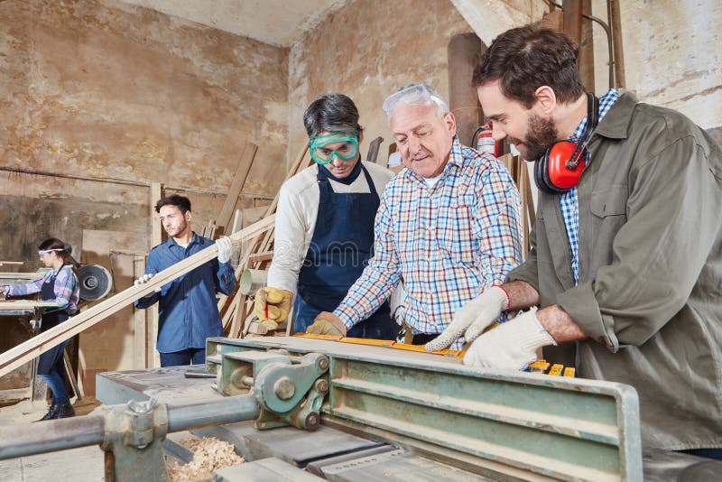 Carpenter Trainees Learning with Boss Stock Photo - Image of ...