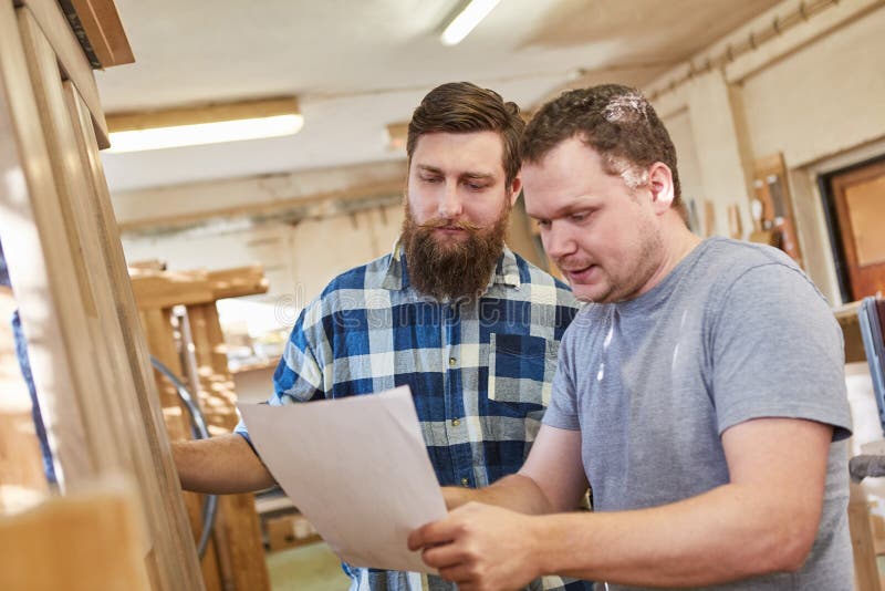 Carpenter in Training with Order in Carpentry Stock Image - Image of ...