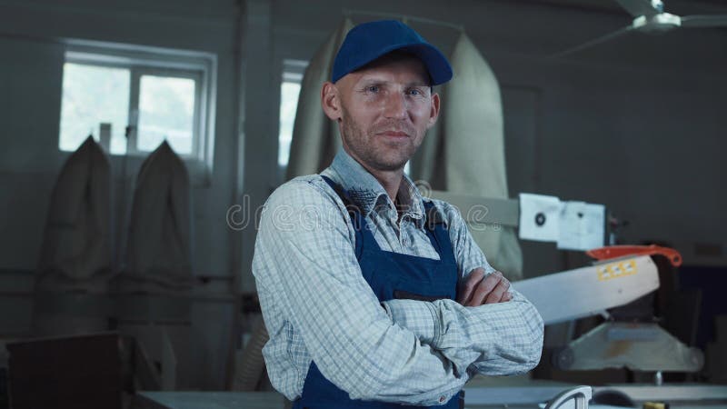 Carpenter Looks at the Camera Stock Image - Image of manual ...