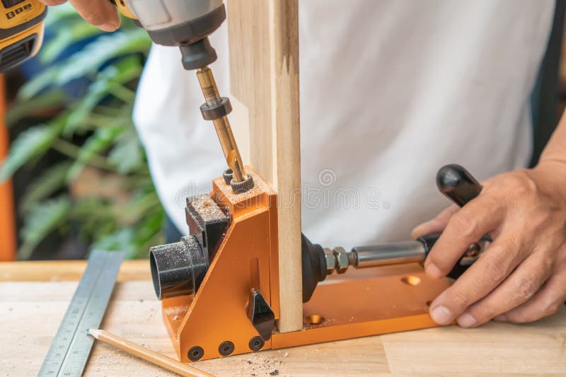 Carpenter Use Drill Bit Pocket Hole Joinery, or Pocket Joinery ...