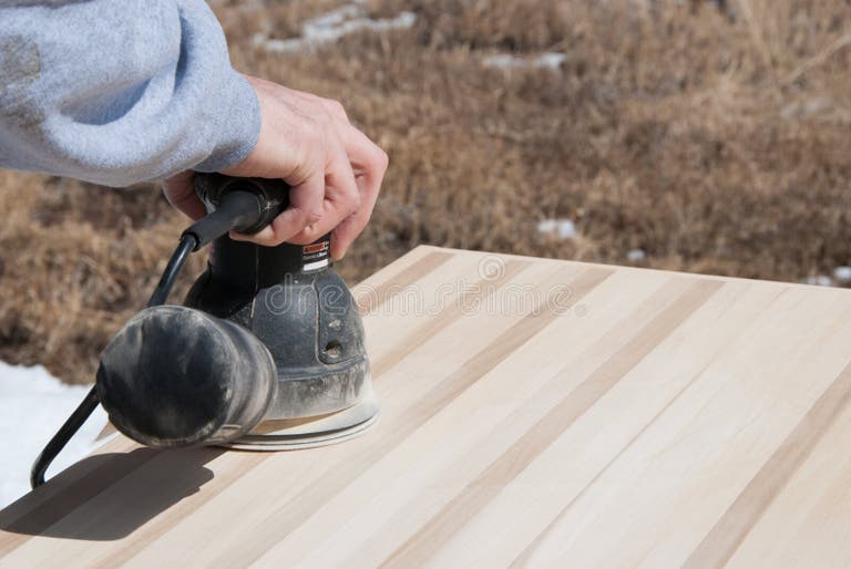 Sanding Wooden Table stock image. Image of power, dualaction - 30090975