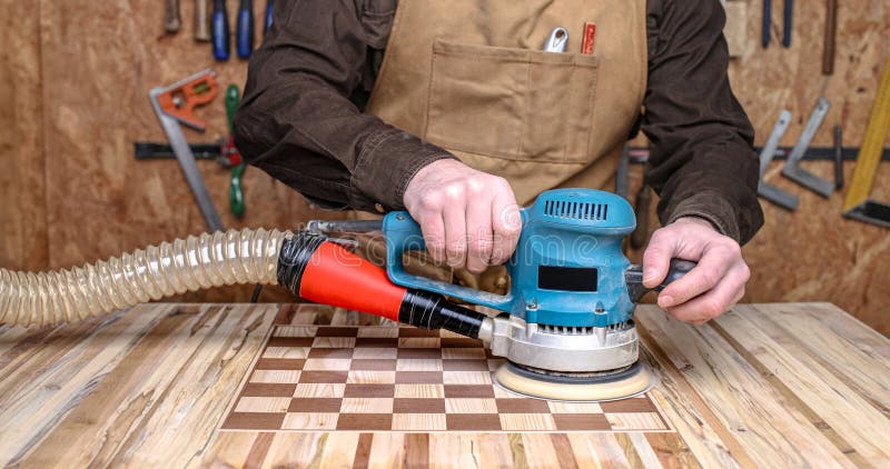 Carpenter Uses Orbital Sander Stock Photo - Image of work, skill: 353703570