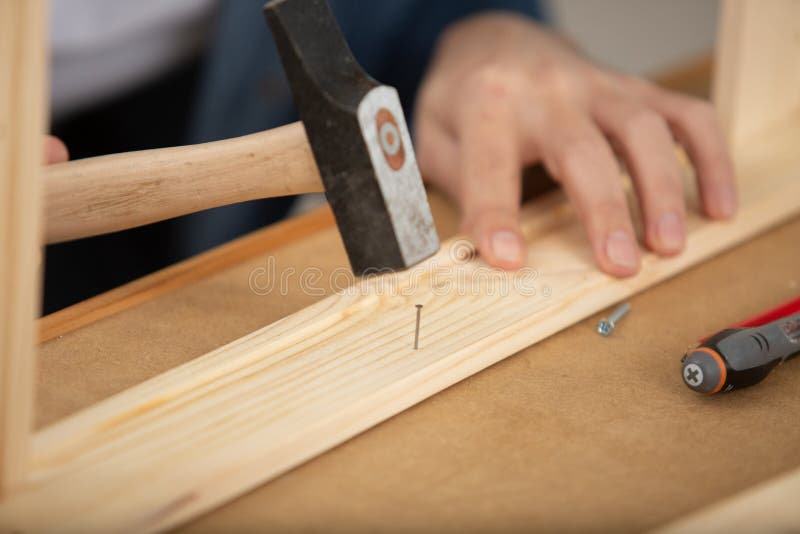 Carpenter Uses Tool in Hand Stock Image - Image of manual, leisure ...