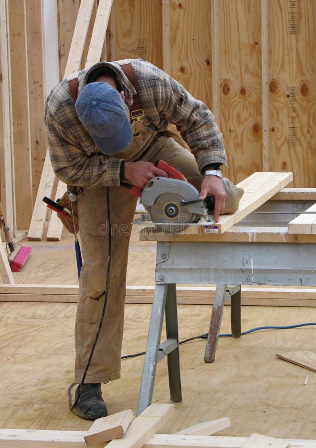 Carpenter Using a Circular Saw Stock Image - Image of foreman ...