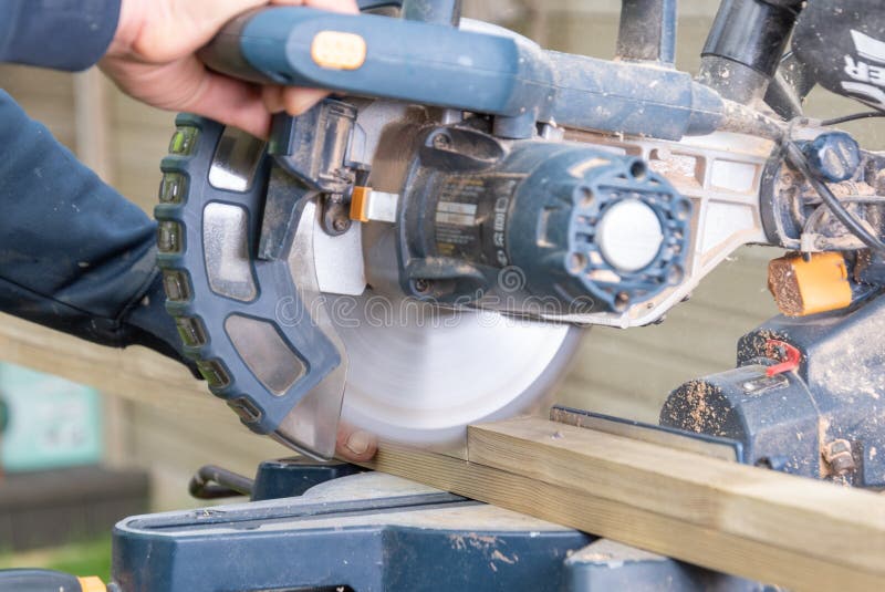 Carpenter Using Circular Saw in DIY Project. Stock Photo - Image of ...
