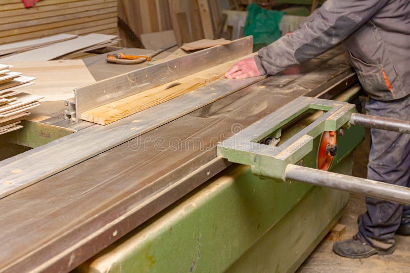 Carpenter is Using Circular Saw To Cut, To Makes Clean Precise Cut ...