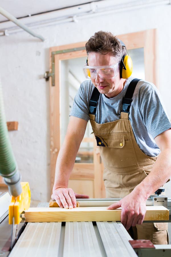 Carpenter Using Electric Saw in Carpentry Stock Image - Image of craft ...