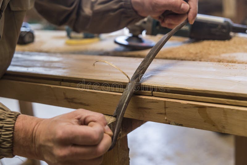 Carpenter Using Grinder on Wood Stock Image - Image of handyman ...