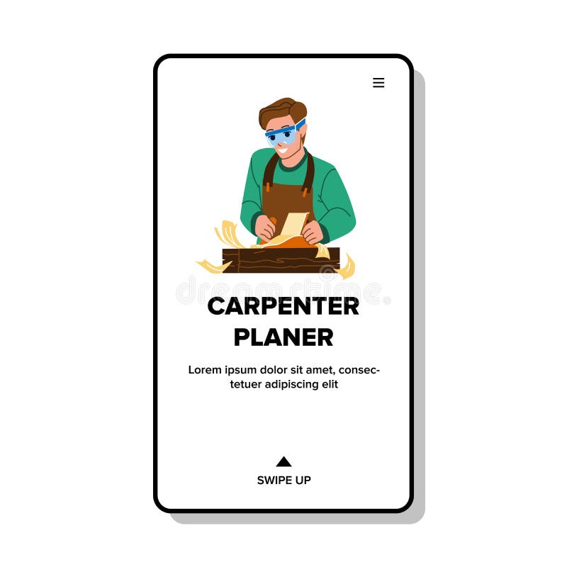 Carpenter Using Planer Tool at Workshop Vector Stock Illustration ...