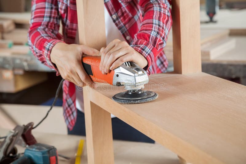 Carpenter Using Sander on Wood Stock Photo - Image of hand, carpenter ...