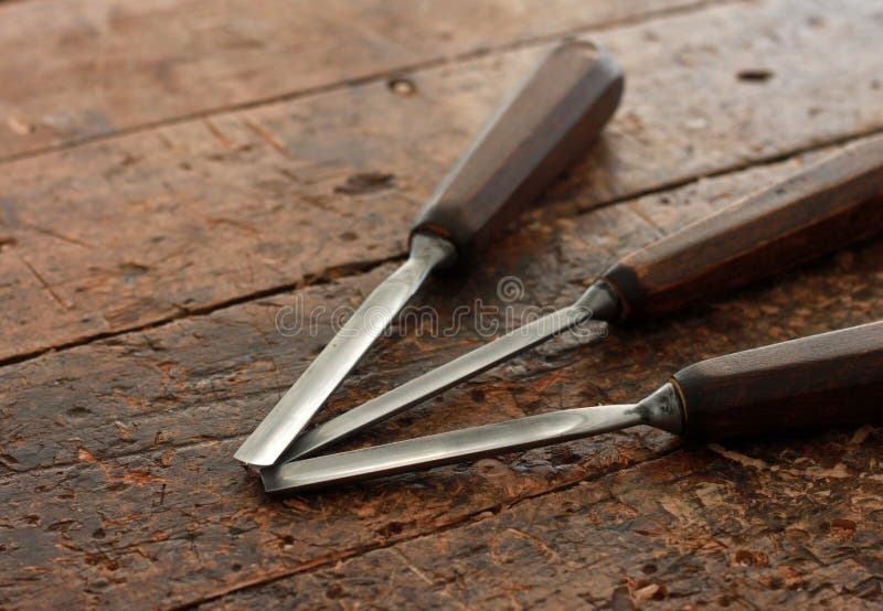 Carpenter Wood Chisel Tool With Carving Stock Image - Image of ...