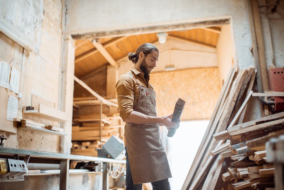 Carpenter at the Wood Storage Stock Photo - Image of storage, woodwork ...