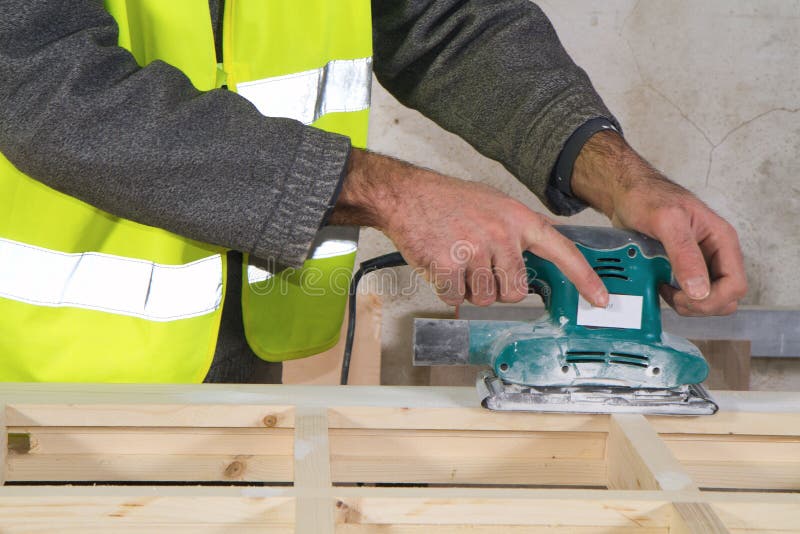 Carpenter at work stock photo. Image of craftsman, sawdust - 93873634