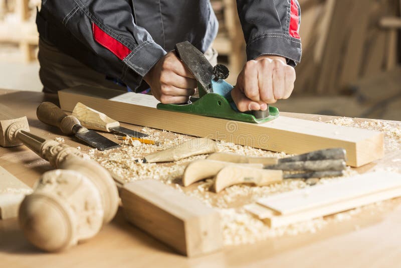 Carpenter at work stock image. Image of sawdust, carving - 57698361