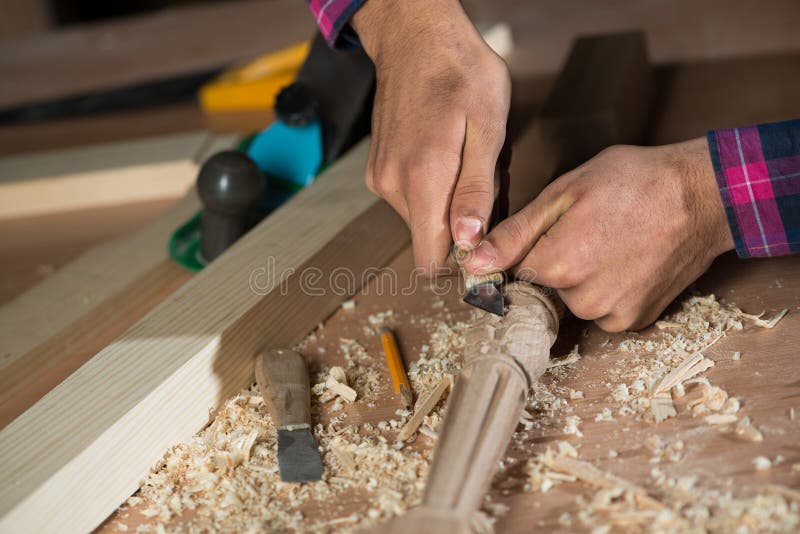 Carpenter at work stock image. Image of engrave, chip - 46593757