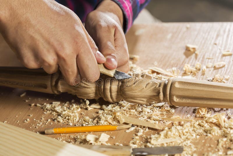 Wood carver at work stock image. Image of sprite, handmade - 49171045