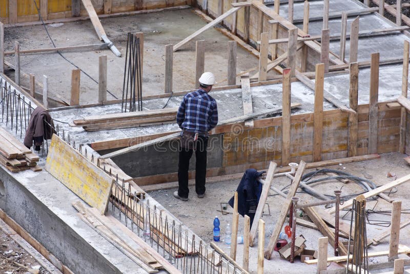 Carpenter at Work on Construction Site Editorial Photography - Image of ...