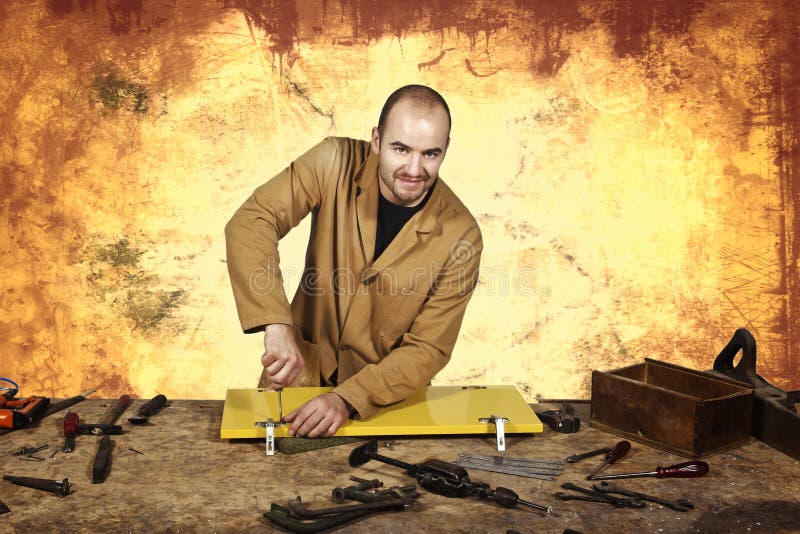 Carpenter At Work Grunge Background Stock Image - Image of timber ...