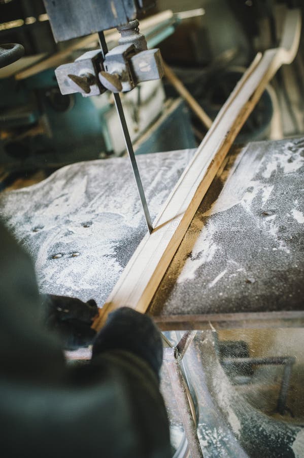 Carpenter at Work in His Atelier Works Wood by Creating Objects Stock ...