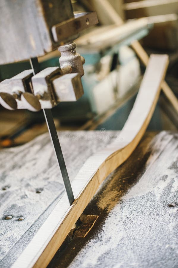 Carpenter at Work in His Atelier Works Wood by Creating Objects Stock ...